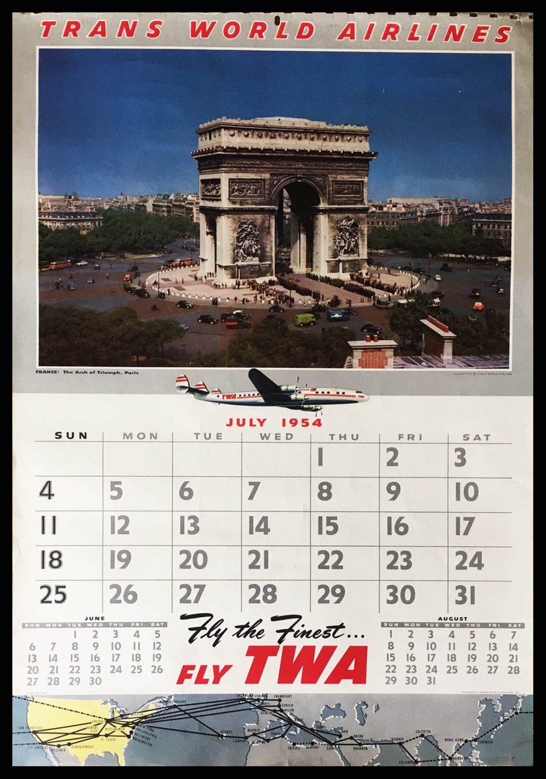Fly TWA: Paris: Arc De Triumph (July 1954) – Red Door Posters